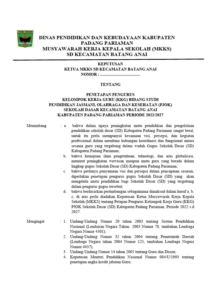 SK Pengurus Kkgo | PDF