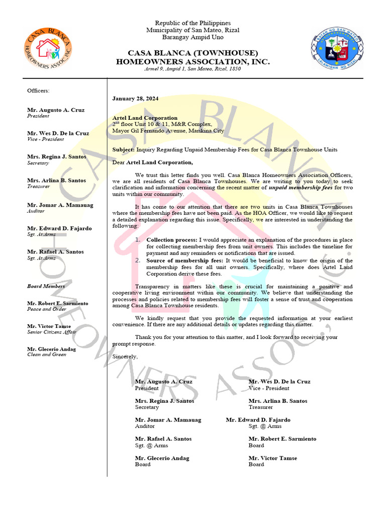 Request Letter For Membership Fee Explanation | PDF | Travel