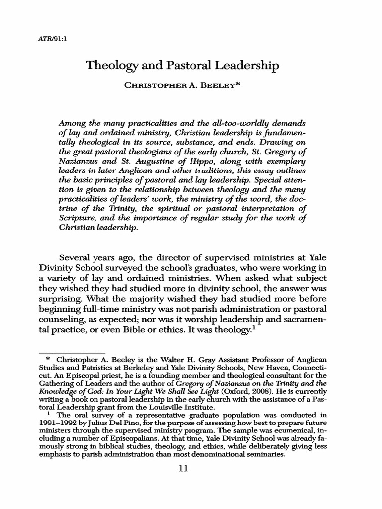 Theology and Pastoral Leadership | PDF | Trinity | Theology