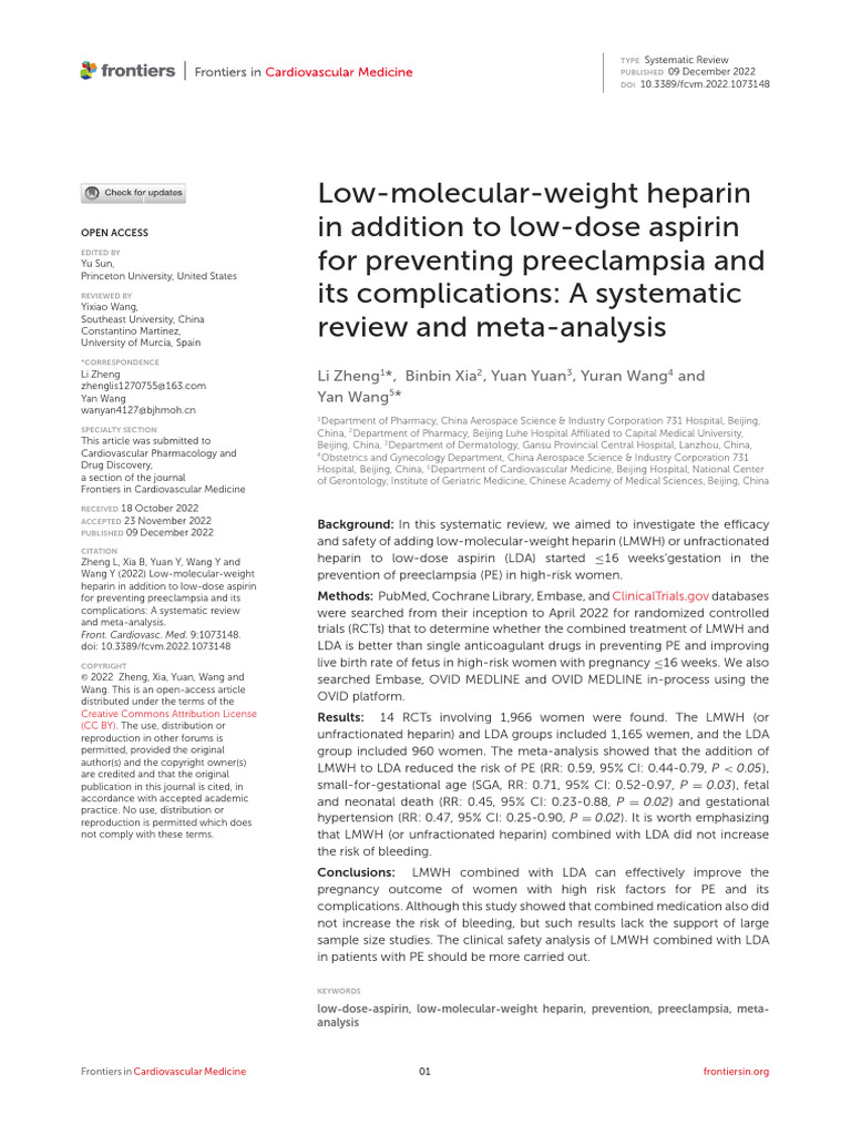 HBPM+aspirina Prevencion de Preeclampsia | PDF | Fetus | Aspirin