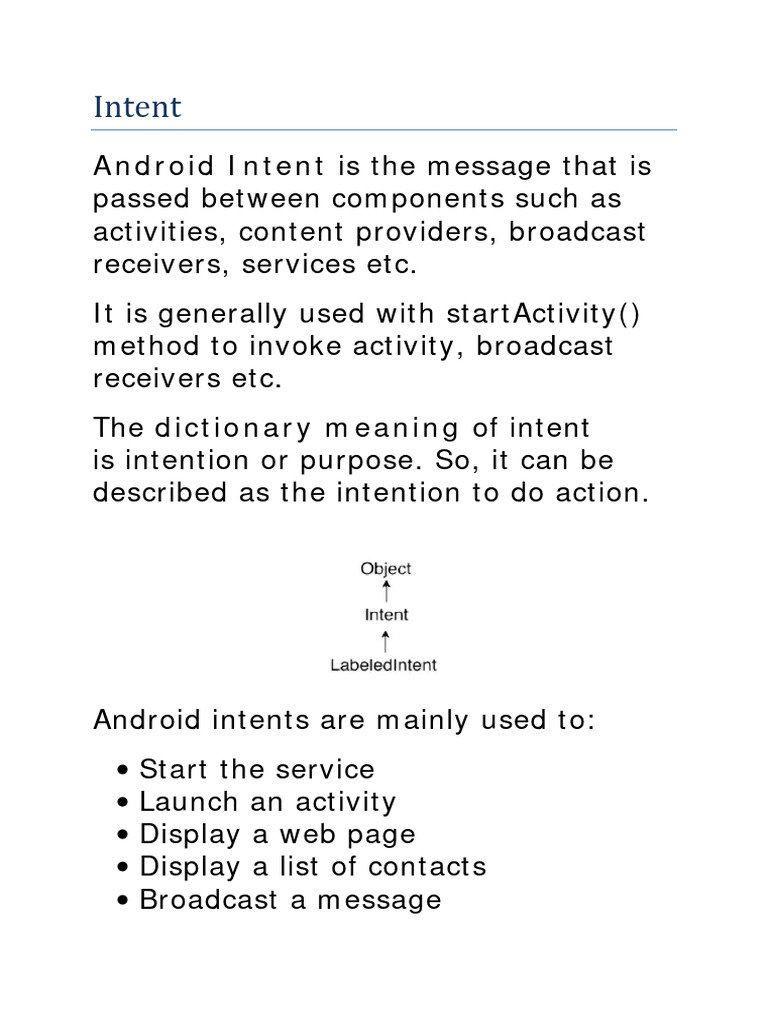 Android Intent | PDF | Android (Operating System) | Computer Programming