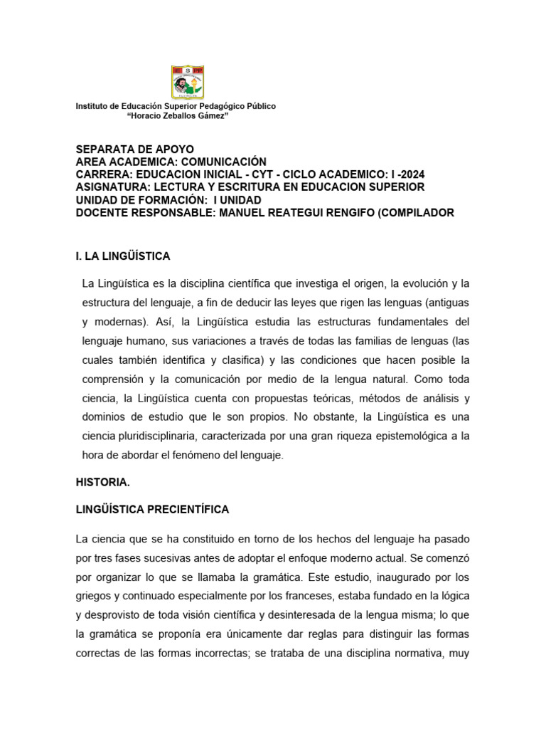 La Linguistica 2024 | PDF | Lingüística | Comunicación humana