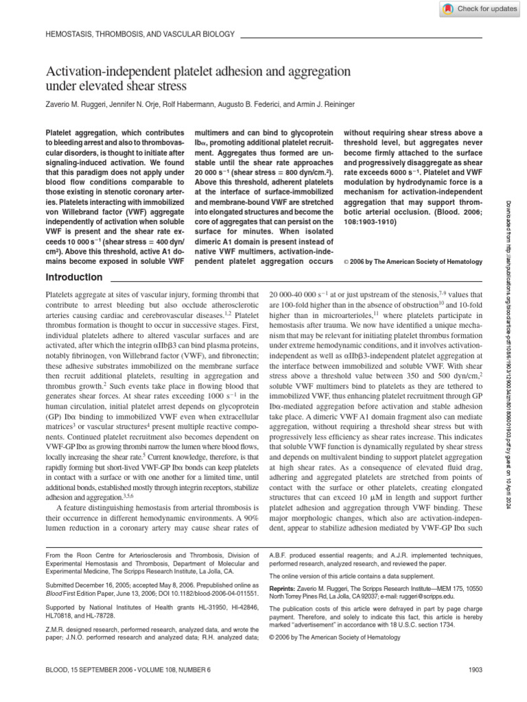 Activation Independent Platelet Adhesion And Aggregation Pdf