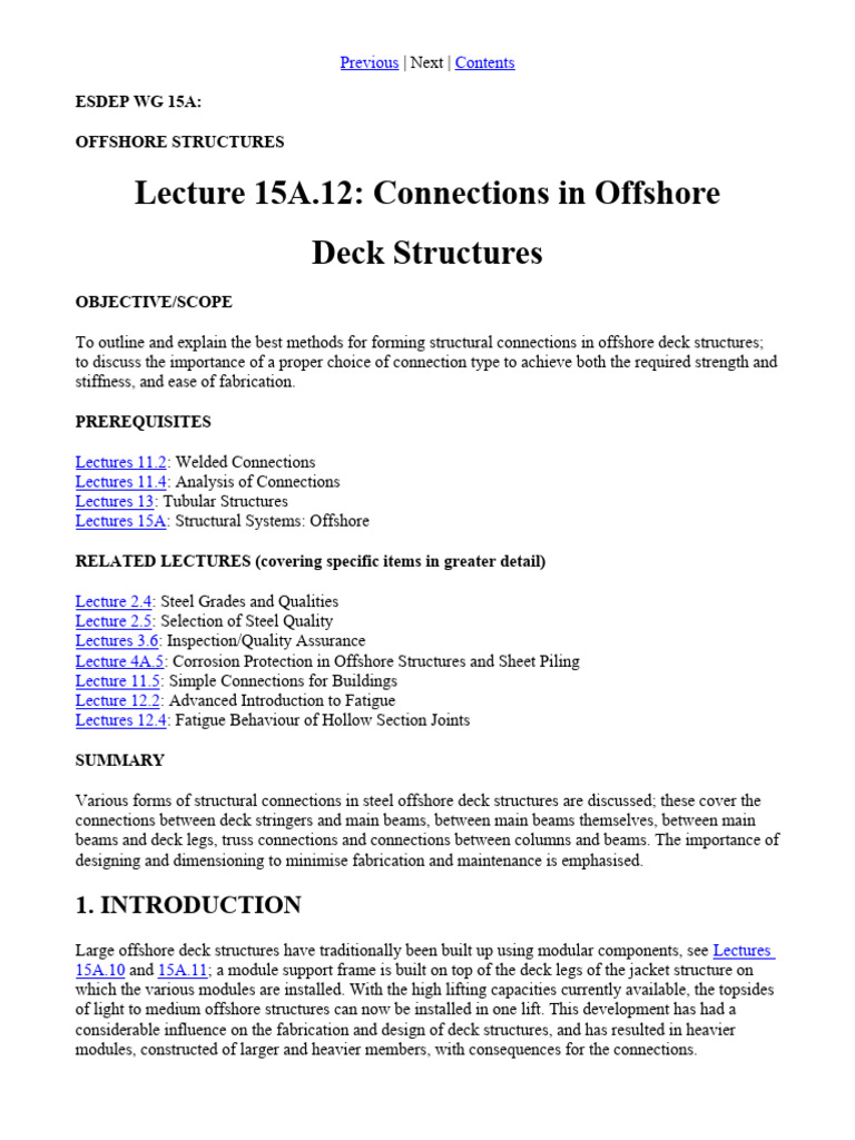 Offshore Deck Connection Methods | PDF | Truss | Strength Of Materials