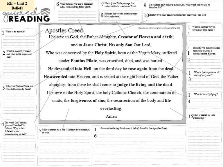 Apostles Creed Guided Reading Oro | PDF | Jesus | God The Father