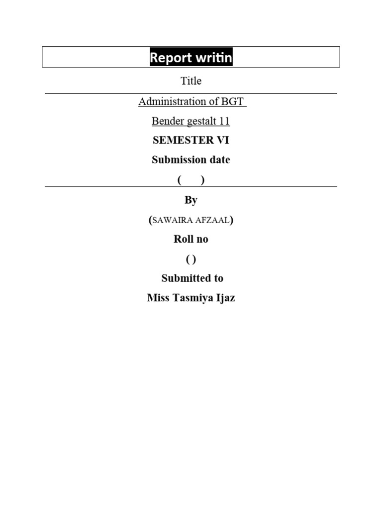 BGT Report Writing | PDF | Intellectual Disability | Perception