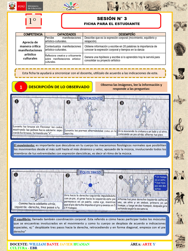 SESION3-1° Ficha3 | PDF | Bailes | Lenguaje corporal
