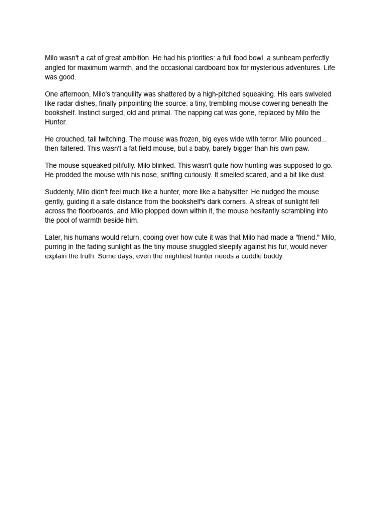 Milo the Cat's Unexpected Friendship | PDF | Young Adult | General Fiction