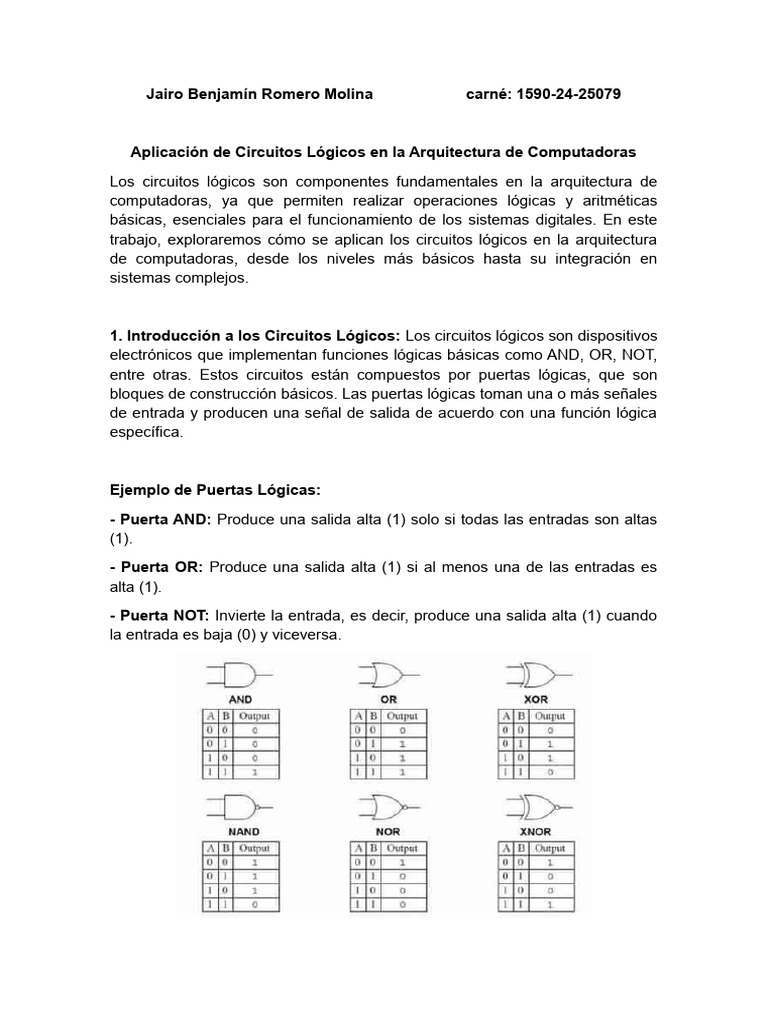 Circuitos Lógicos | PDF | Unidad Central de procesamiento | Hardware de ...