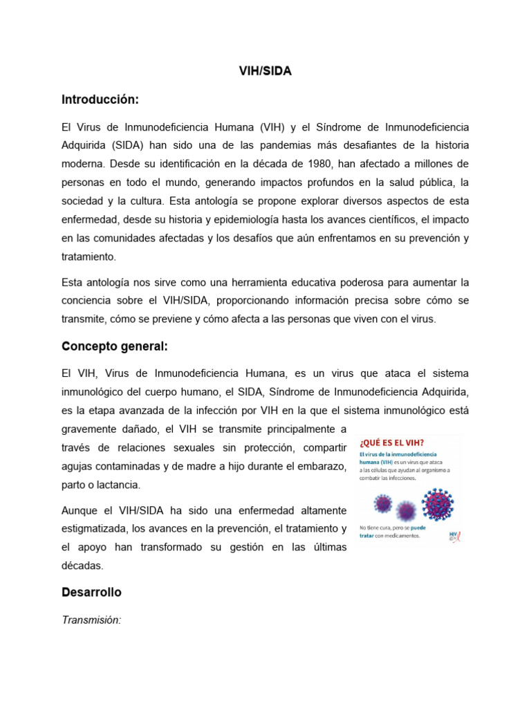 Vih/Sida Introducción | Descargar gratis PDF | VIH | VIH / SIDA
