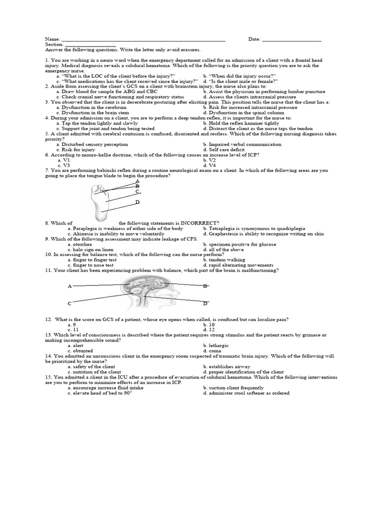 Quiz3 Neuro Assessment | Download Free PDF | Clinical Medicine | Nervous System