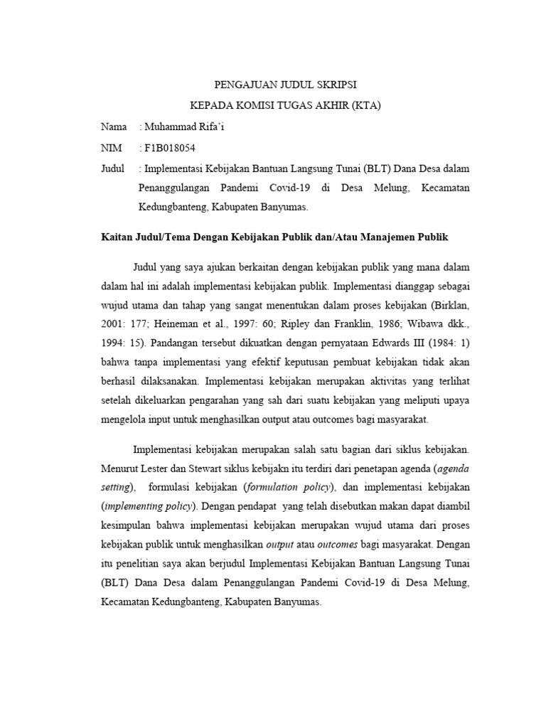 Implementasi BLT Dana Desa di Banyumas | PDF