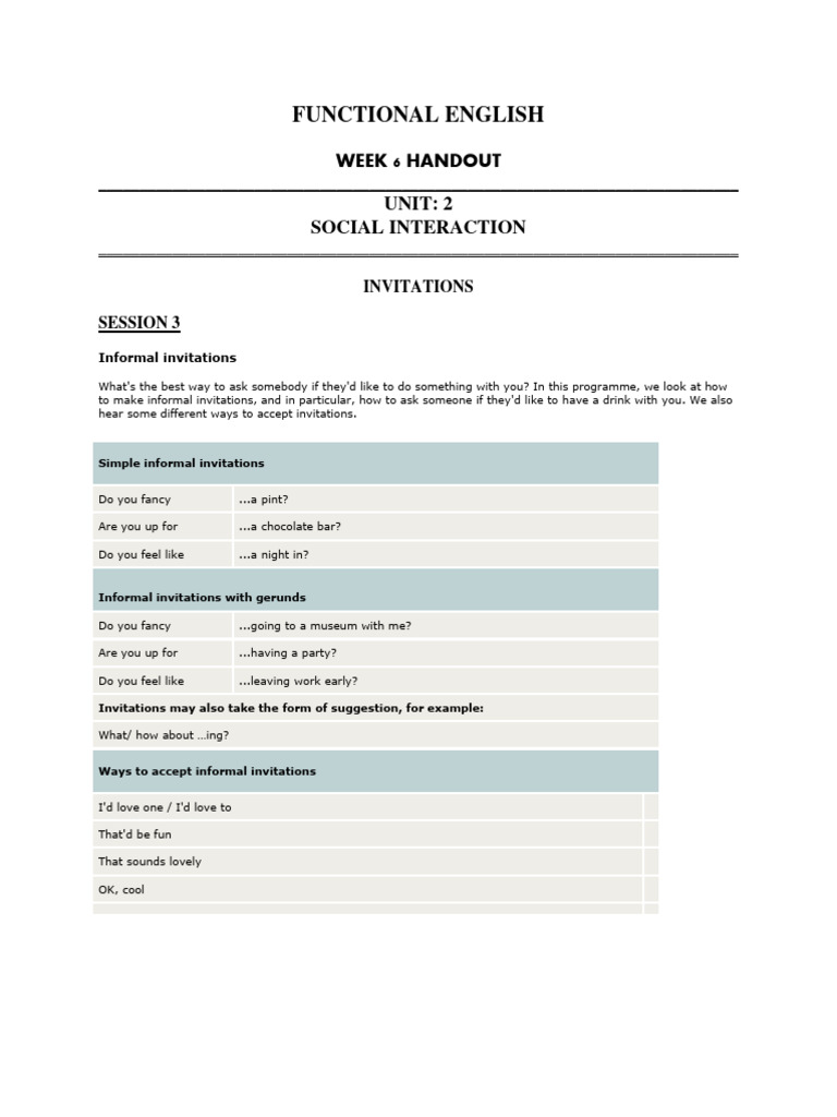 Week 6 Handout (Invitation) | PDF