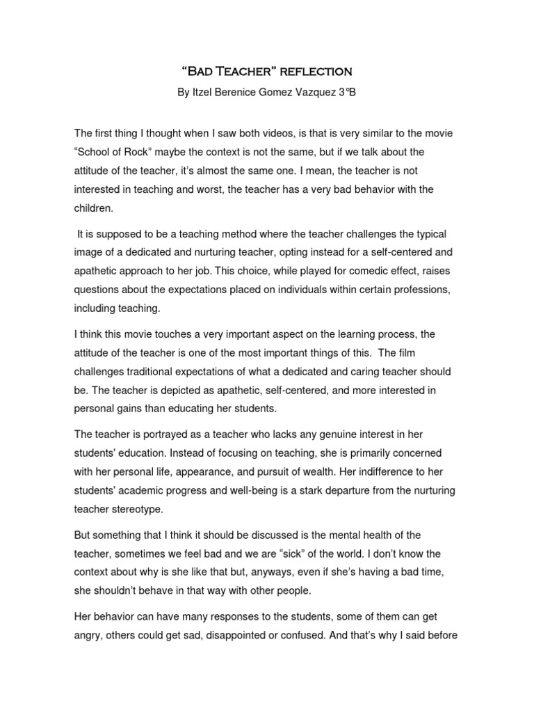 Bad Teacher, Reflection. | PDF | Career & Growth | Self-Improvement