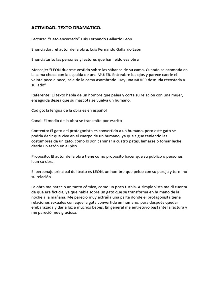 ACTIVIDAD - Texto Dramatico Libre | PDF