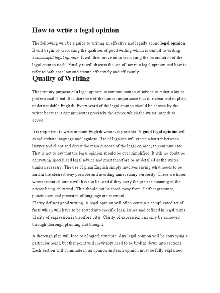 How To Write A Legal Opinion | PDF | Prosecutor | Negligence
