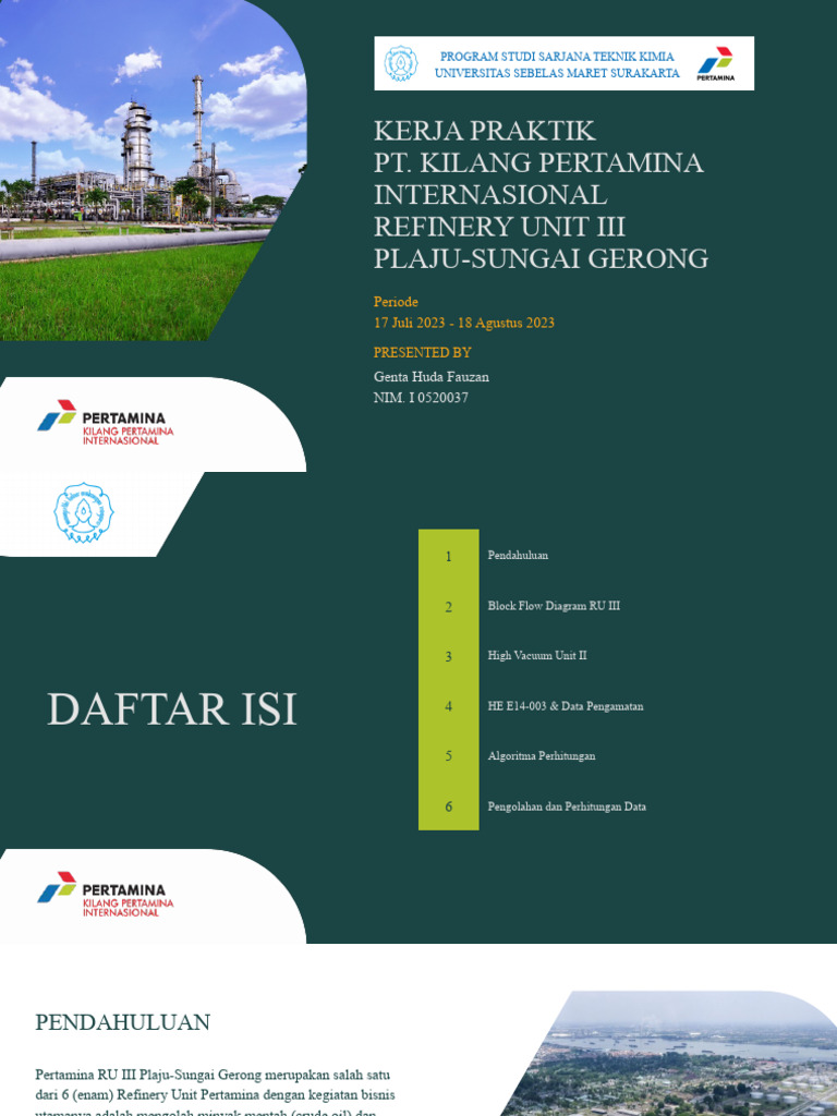 Kerja Praktik Teknik Kimia di RU III Pertamina | PDF