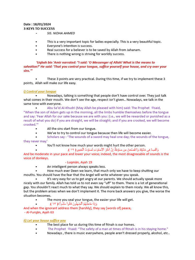 Keys to Success for Believers | PDF | God In Islam | Muhammad