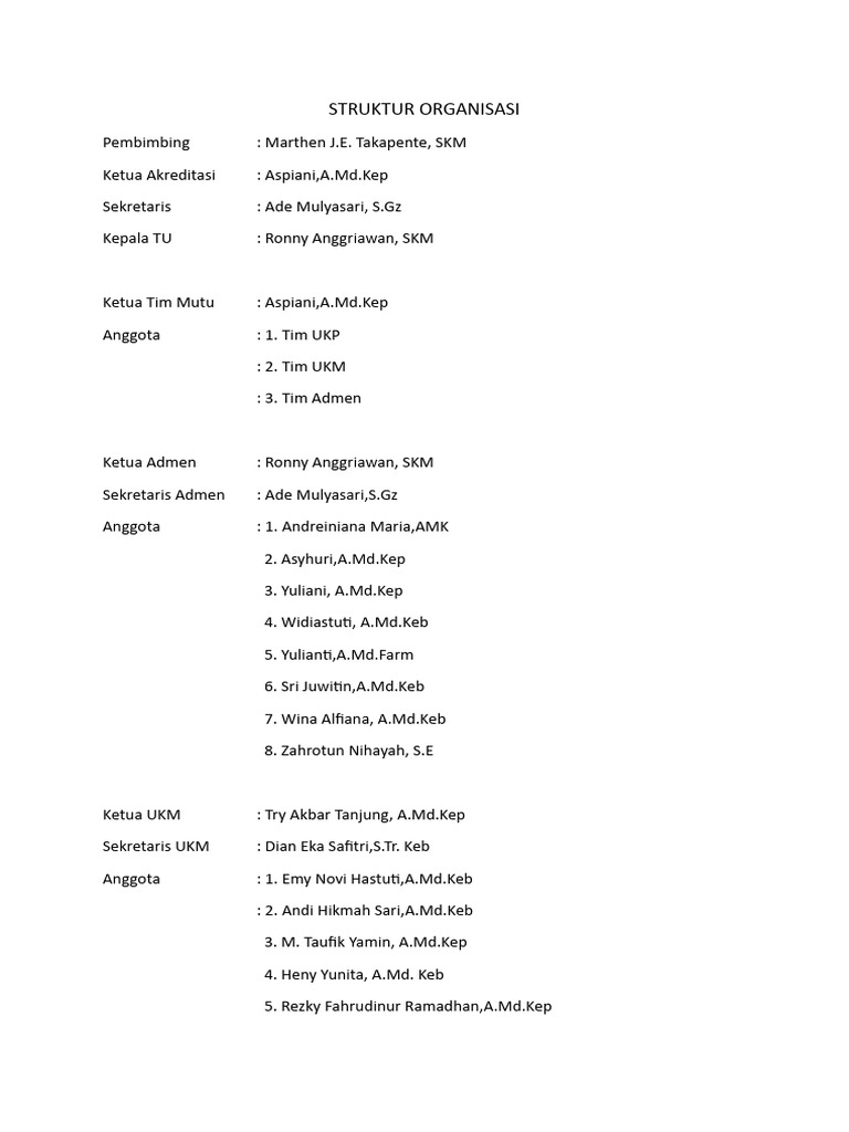 STRUKTUR ORGANISASI 2024 | PDF