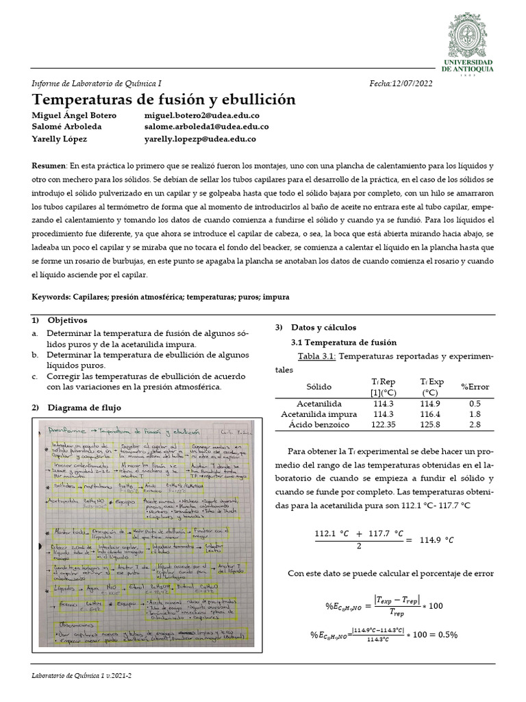 Lab 2. Miguel A. Botero - Salomé Arboleda - Yarelly López | PDF | Temperatura | Presión