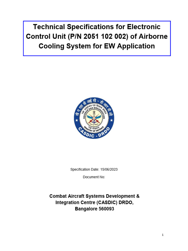 03 - Technical Specifications For Electronic Control Unit of Airborne ...