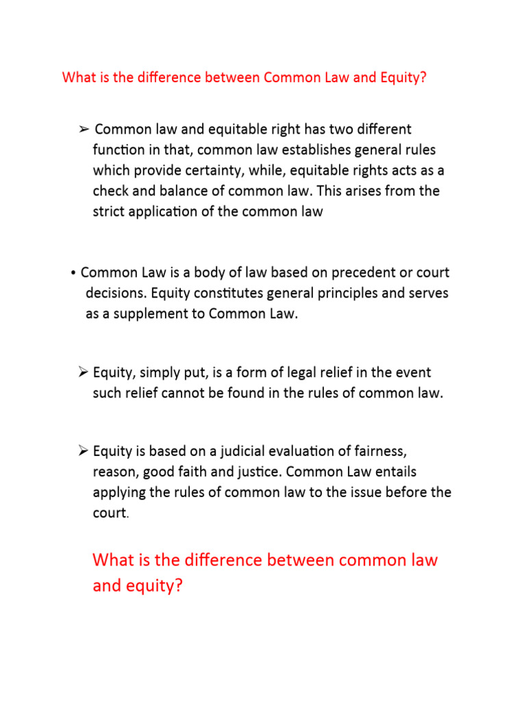Equity | PDF | Equity (Law) | Common Law