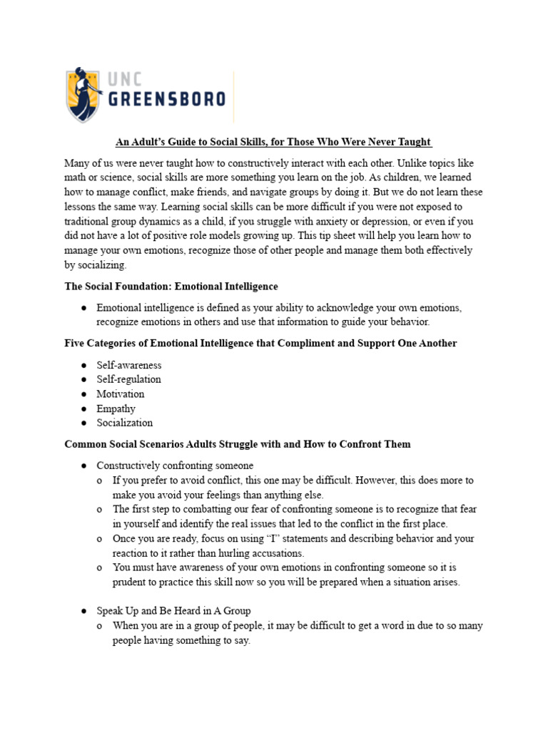 Tip Sheet On Social Skills | PDF | Social Skills | Emotional Intelligence
