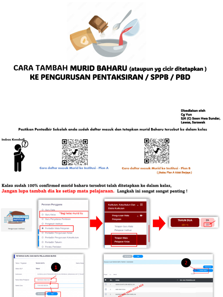 CARA TAMBAH MURID BAHARU (Ataupun Yg Cicir Ditetapkan) Ke Dalam Pentaksiran PBD SPPB v1.0 | PDF