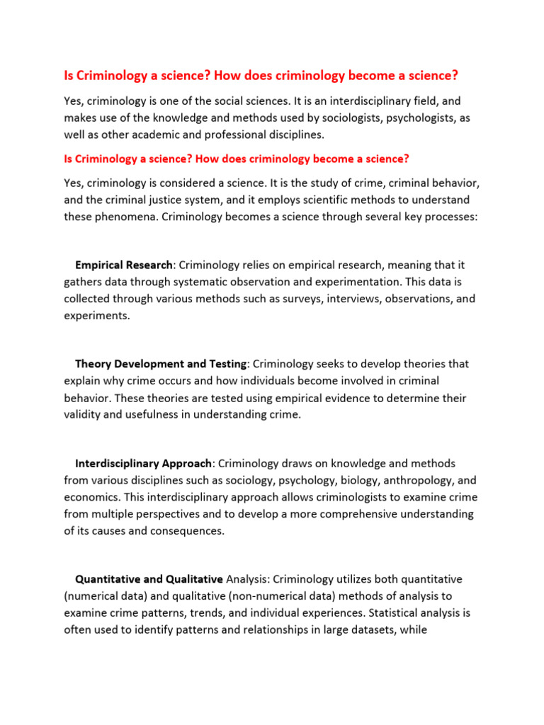 Criminology as a Social Science | PDF | Criminology | Crime & Violence