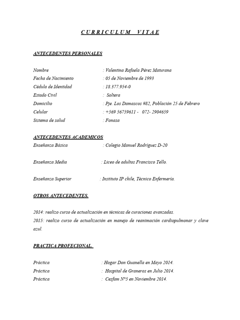 CV. Valentina Perez. | PDF