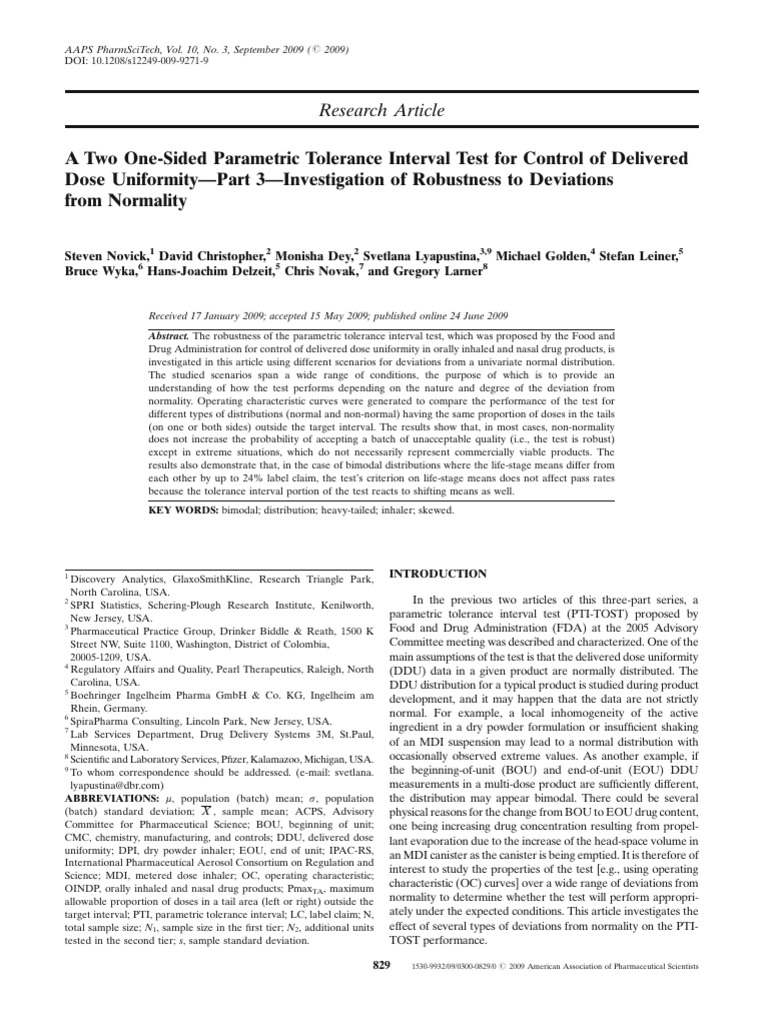 2009 Tos Tolerance Interval Test For Udu Part 3 Investigation Of