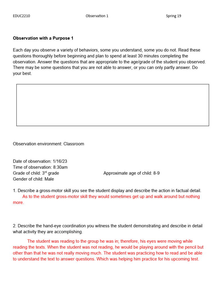 Activity 1 Observation With A Purpose 3 1 | PDF | Neuroscience | Human ...