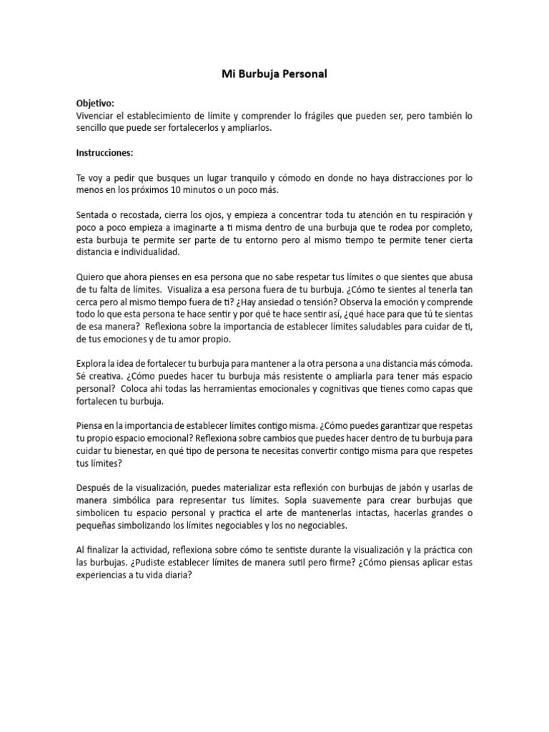 Límites - Mi Burbuja Personal | PDF