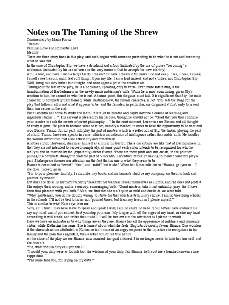 Analysis of Themes in Taming of the Shrew | PDF | The Taming Of The Shrew
