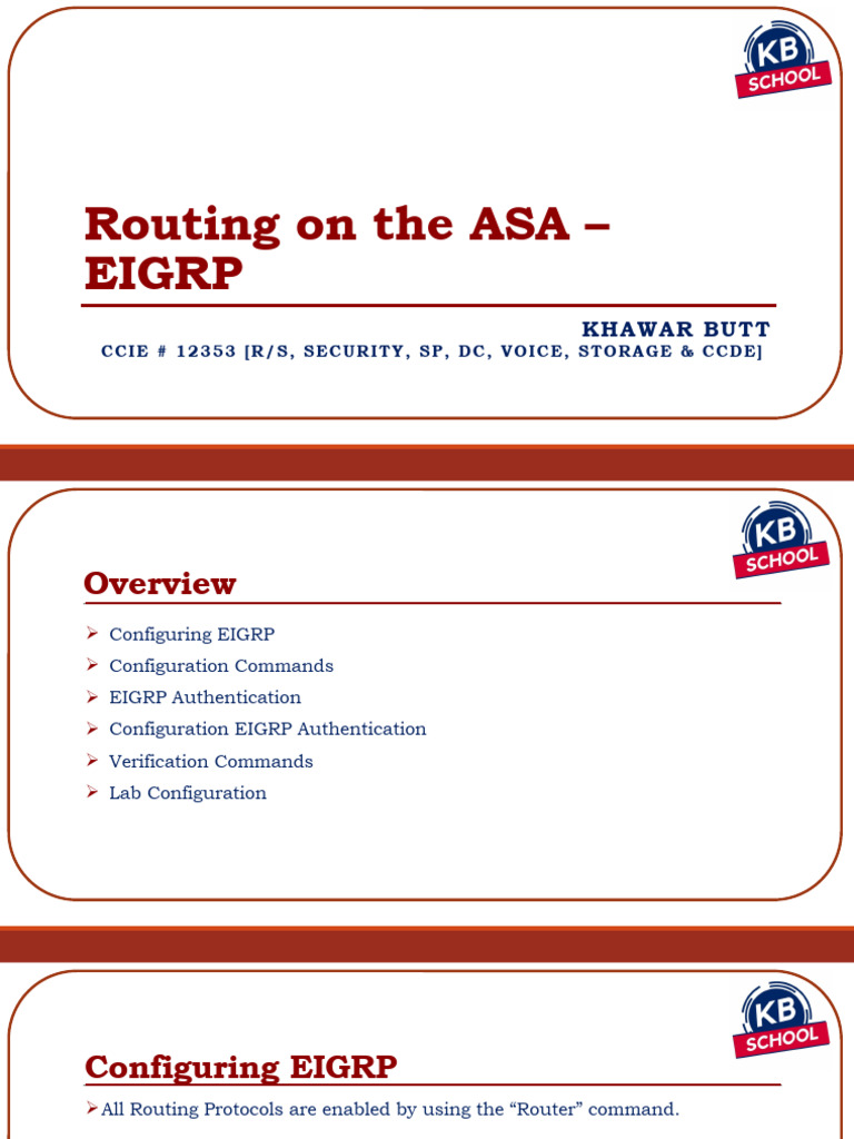 5.+Routing+on+the+ASA+ +EIGRP | PDF | Router (Computing) | Routing