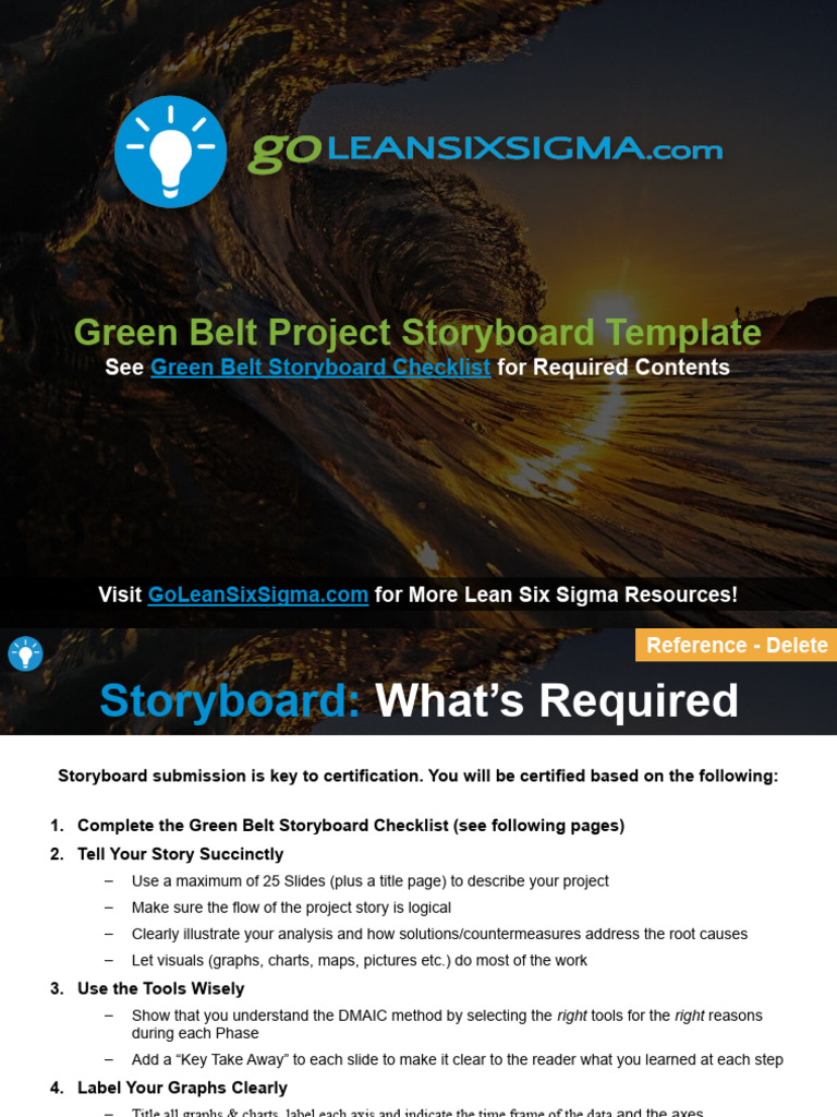 Green Belt Project Storyboard Template | PDF | Hypothesis | Six Sigma