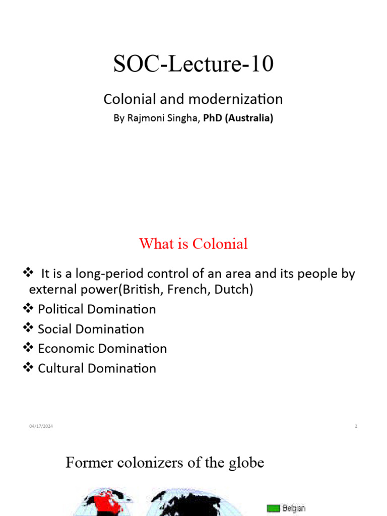 SOC Lecture Colonial Modernization | PDF | Colonialism | Modernization ...