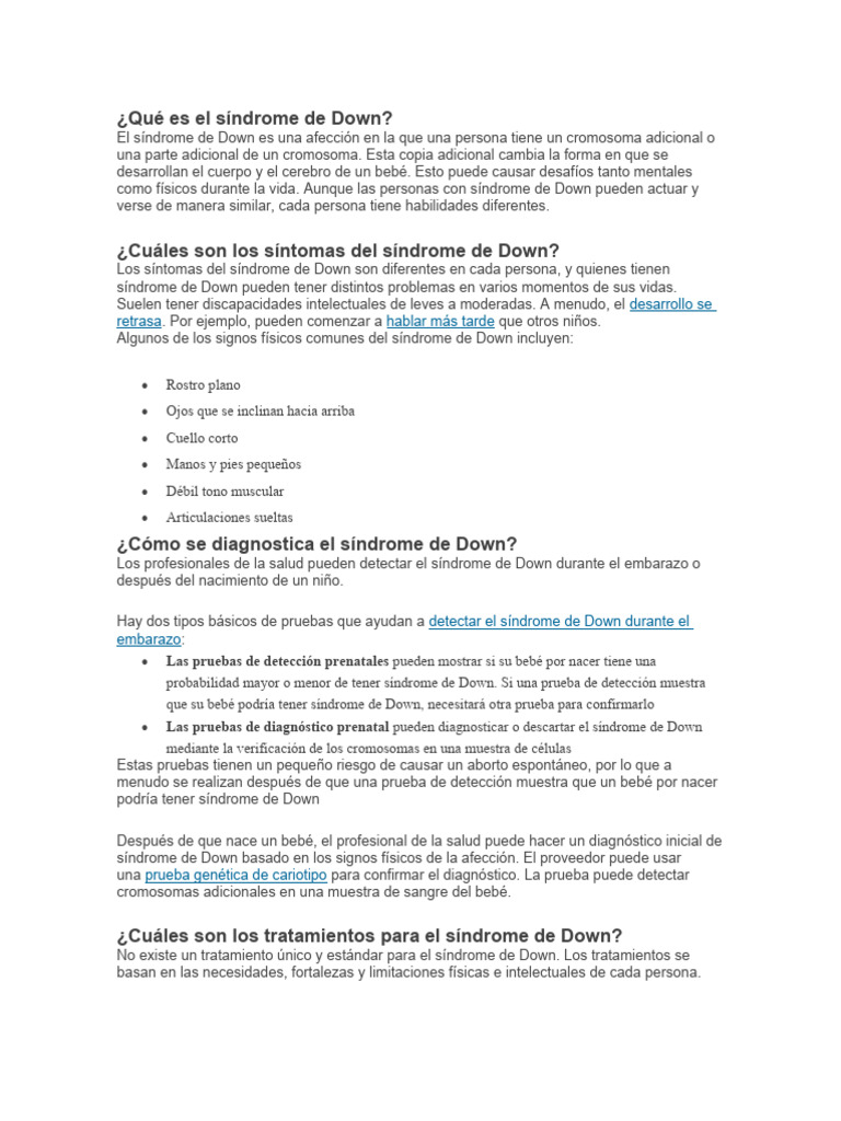 Sindrome Down | PDF | Síndrome de Down | Enfermedades y trastornos