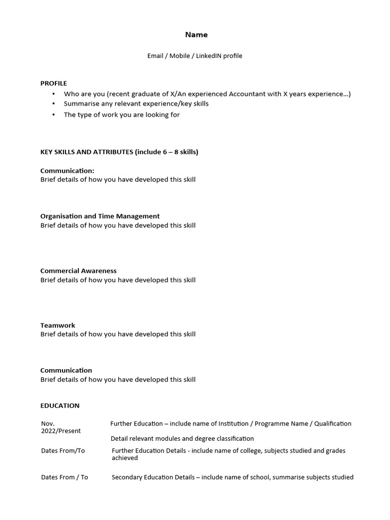 Skills-Based CV Template | PDF