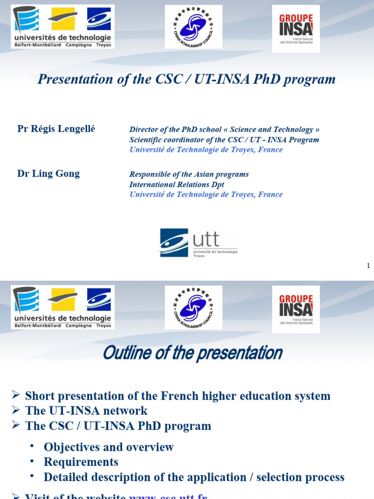 Presentation of The CSC / Ut-Insa PHD Program: PR Régis Lengellé | PDF ...