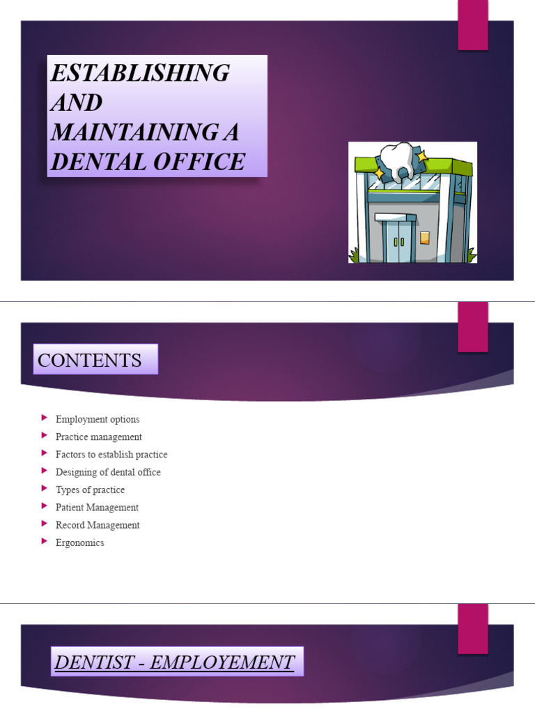 Establishing and Maintaining A Dental Office | PDF | Dentistry | Dentist
