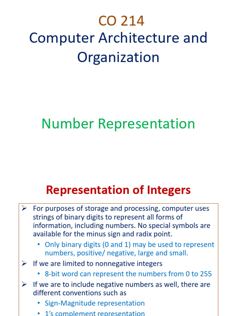 L12 Representation of Numbers | PDF | Subtraction | Arithmetic