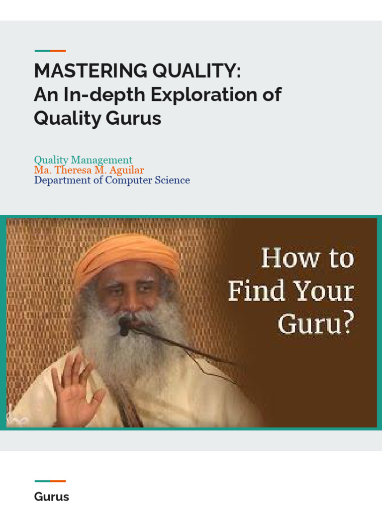 -M2 LESSON 1- MASTERING QUALITY_ an in-Depth Exploration of Quality Gurus | PDF | Saint | Guru