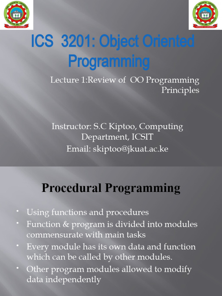 ICS 2201 Lecture 1 Overview of OO Paradigm | PDF | Class (Computer Programming) | Method ...