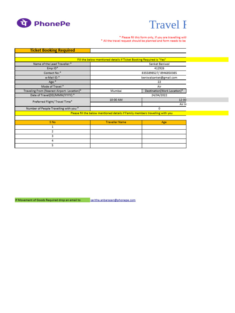 Travel Request Form | PDF