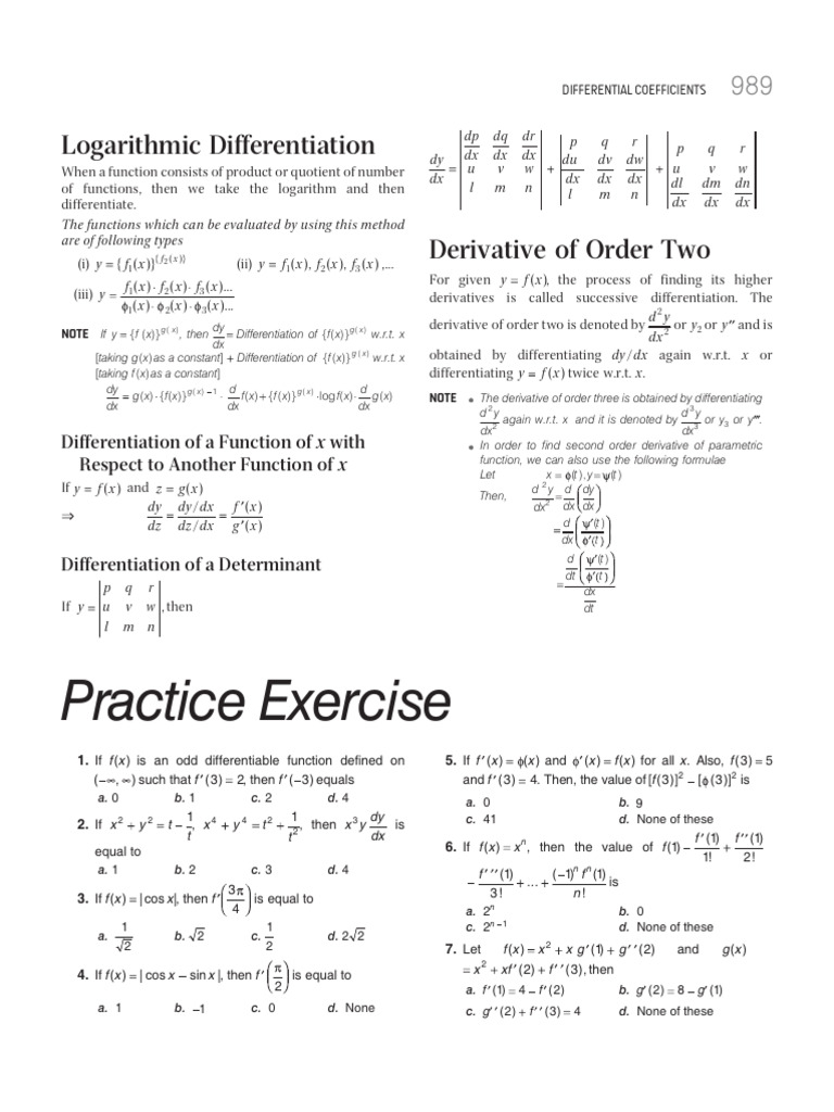 Differential Coefficients Pdf Derivative Function Mathematics