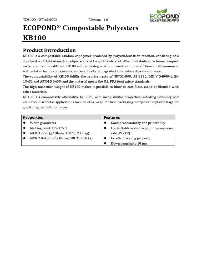 Ecopond PBAT | PDF | Materials