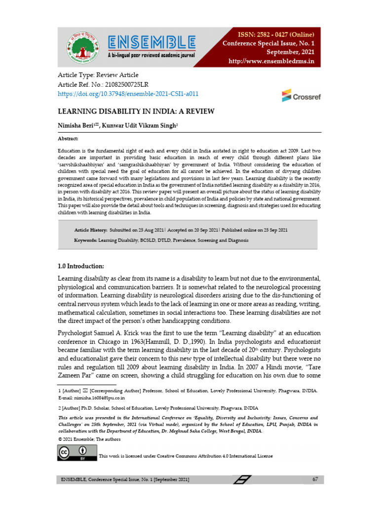 Article_11 | PDF | Learning Disability | Disability