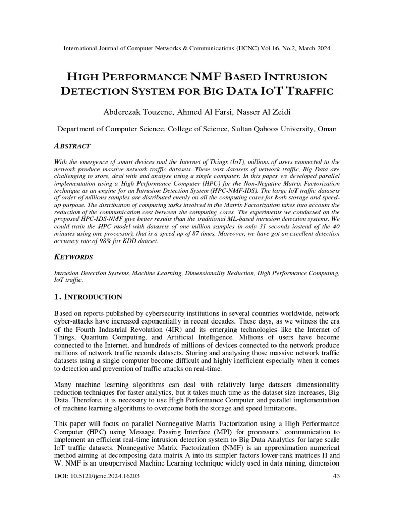 High Performance Nmf Based Intrusion Detection System For Big Data Iot