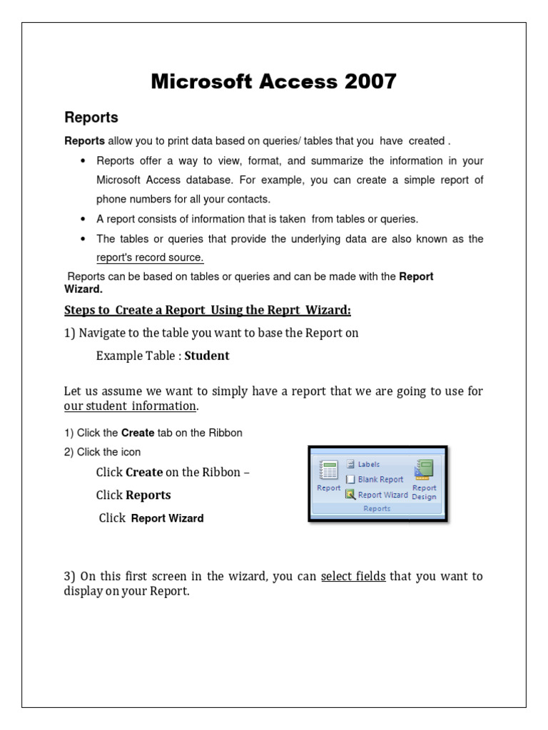 Ms Access Notes Report Design | PDF | Microsoft Access | Computing